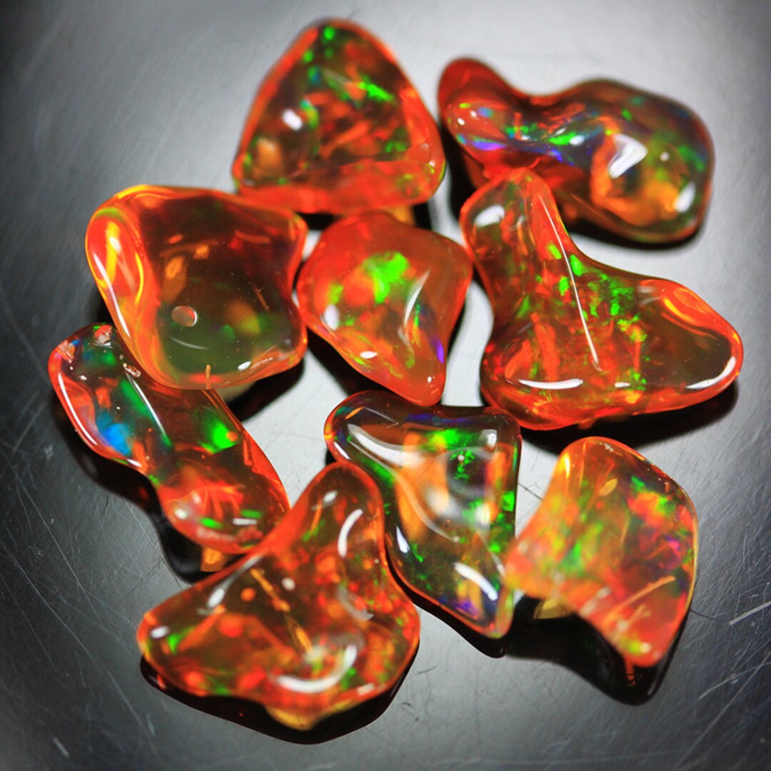 Brillante Juego Natural De Colores Ópalo Rutilo Mexicano Tumbles Gem ...