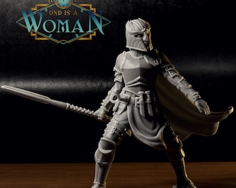 Human Female Fighter in Scale Armor With Flaming Sword TTRPG DND ...