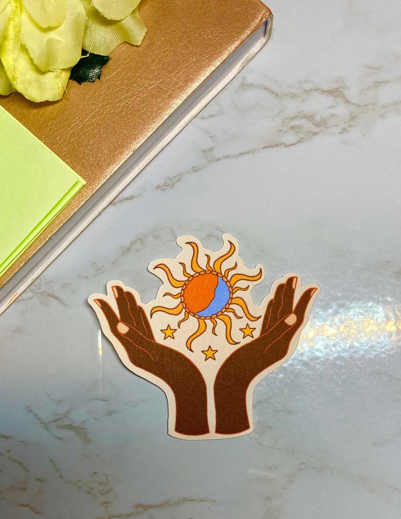 Spiritual Sun and Moon Sticker | Waterproof Stickers - Etsy