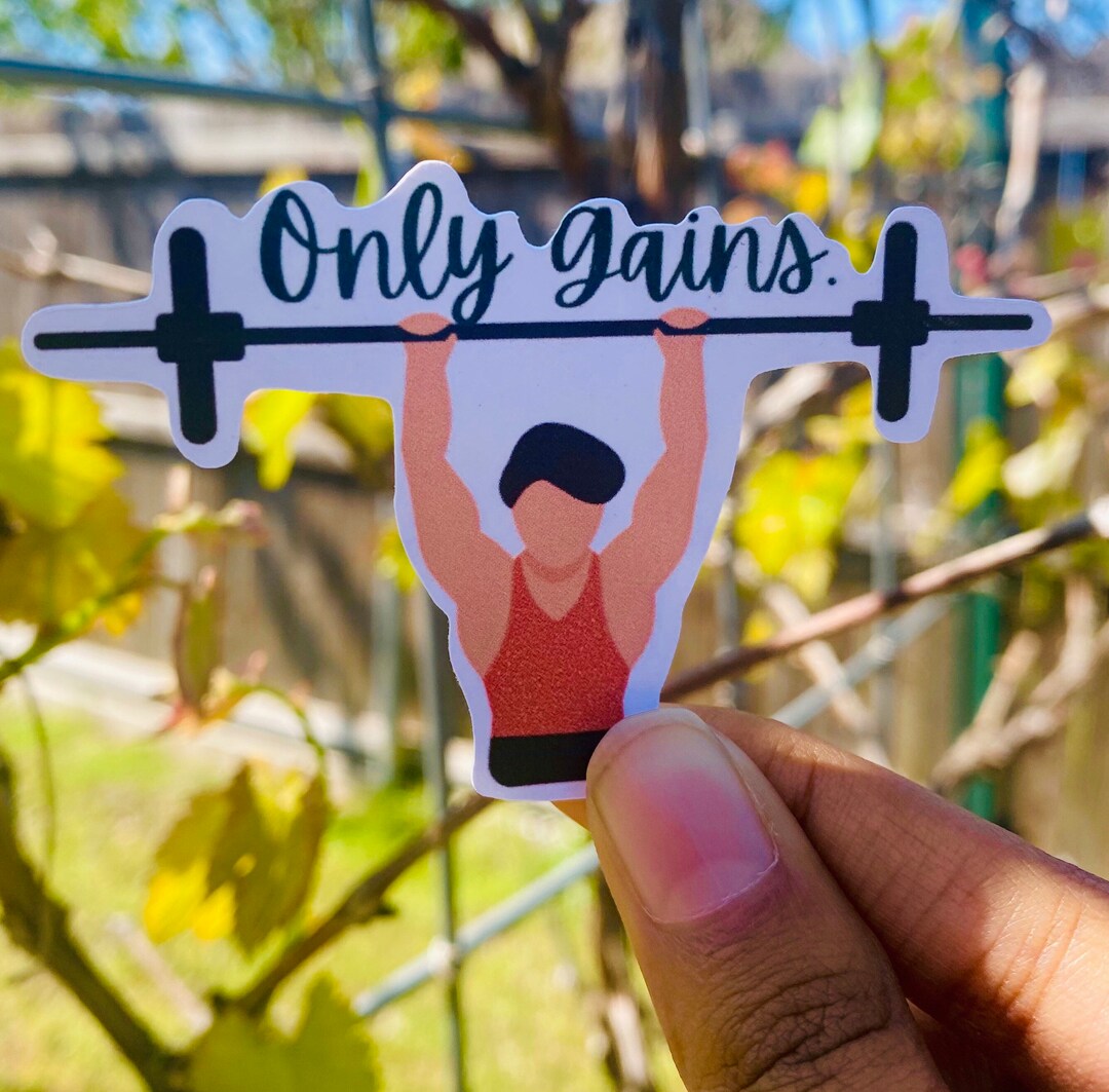 Only Gains Sticker Fitness Sticker Dumbbell Sticker Gymrat Sticker ...