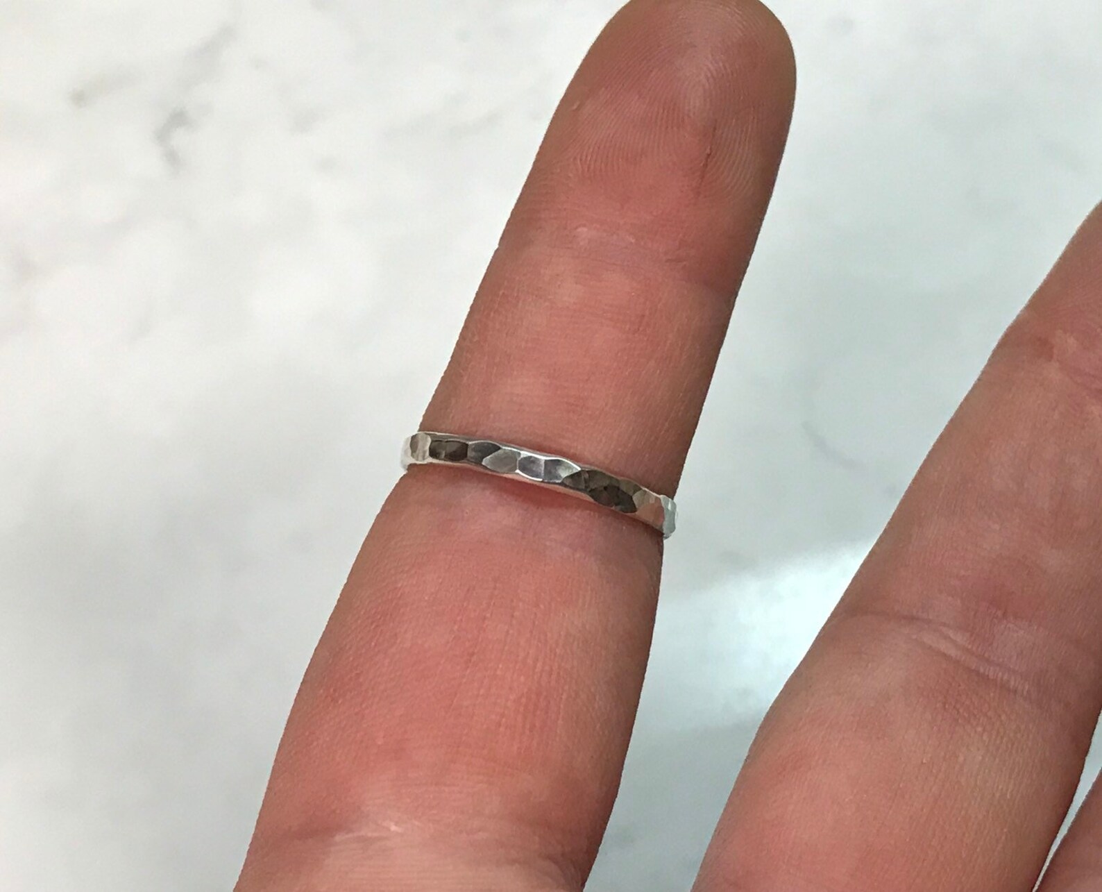 Thick Hammered Silver Rings for Women Hammered Stackable | Etsy