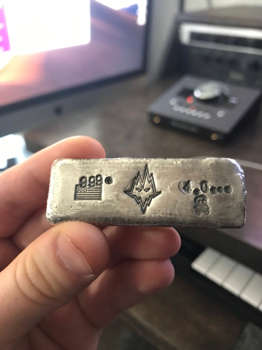 Hand Poured Silver Bar 4 Troy Ounce Silver Bullion .999 Silver ...