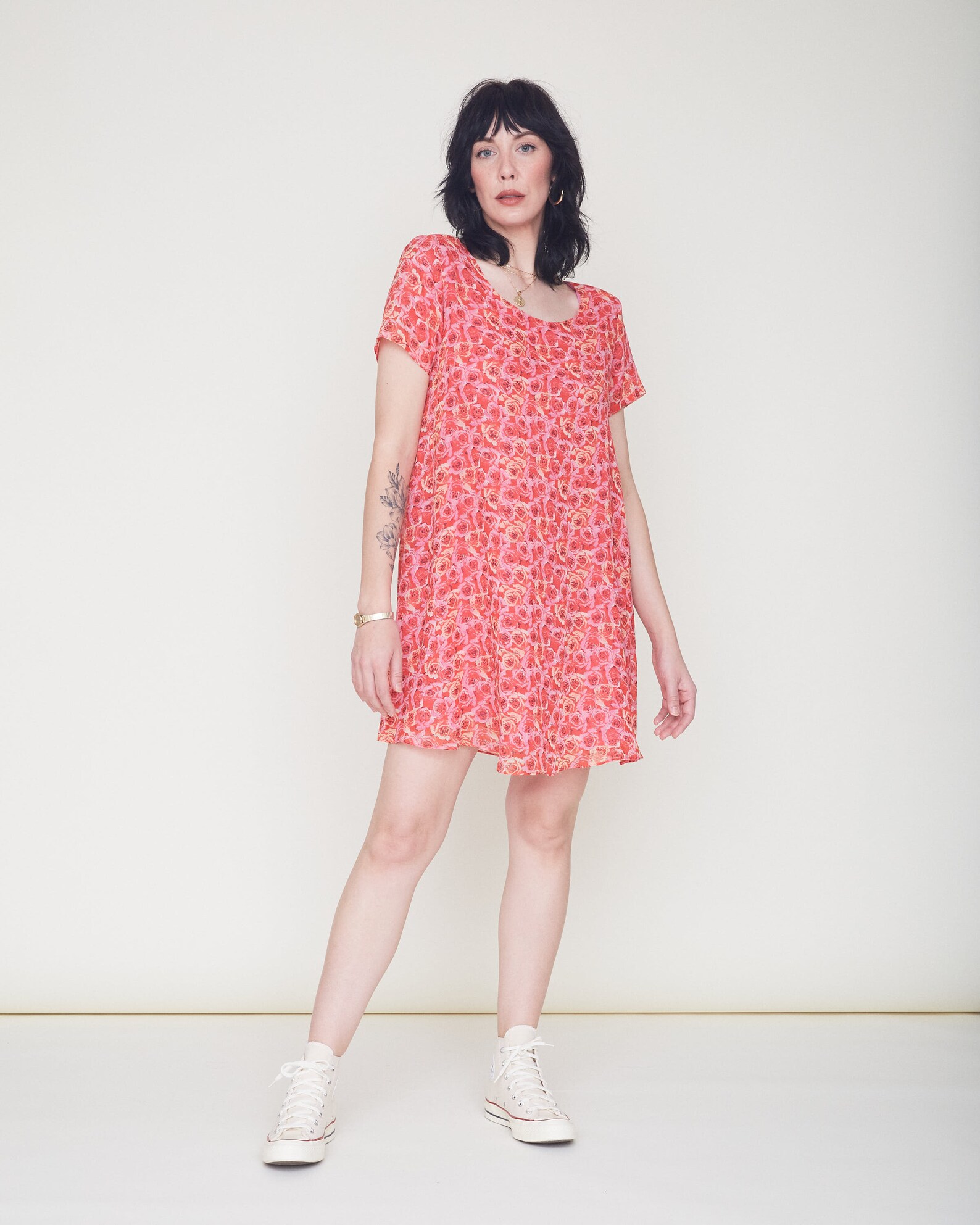 Vintage 90s Silk Chiffon Maternity Shift Dress / Pink Rose Print Short ...