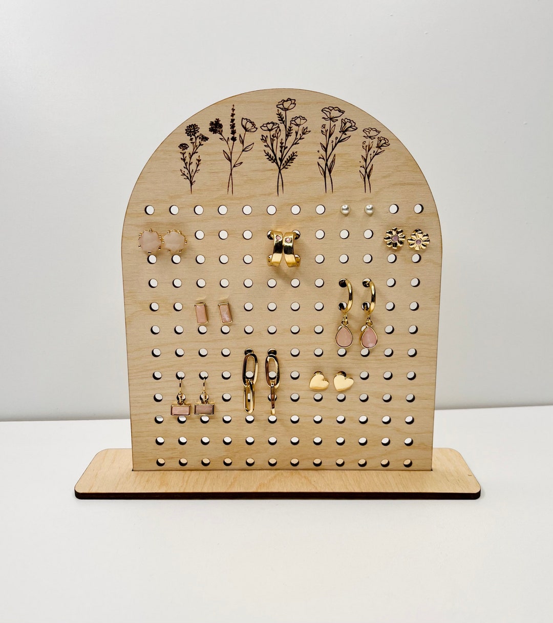 Wooden Earring Stand, Gift for Her, Flower Earring Stand, Earring ...
