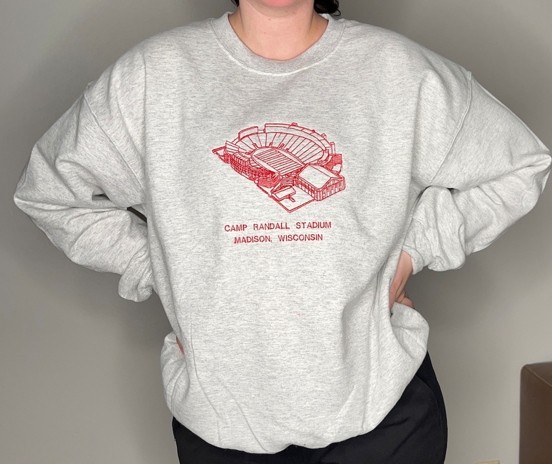 Camp Randall Stadium Embroidered Drawing Crewneck, Wisconsin Badger ...