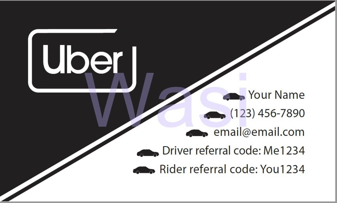 Personalized 18PT UBER Business Cards Uber Code Card Uber Code Card ...