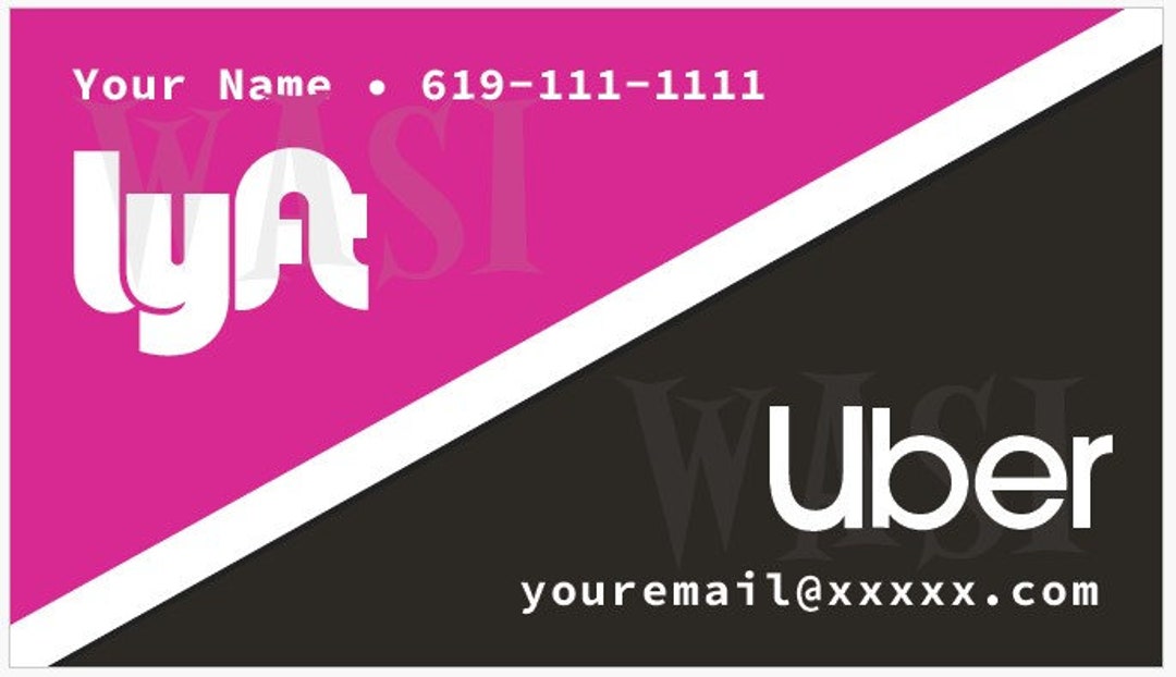 Personalized LYFT~UBER 18PT Business Cards~ Uber Code Card~ Lyft ...