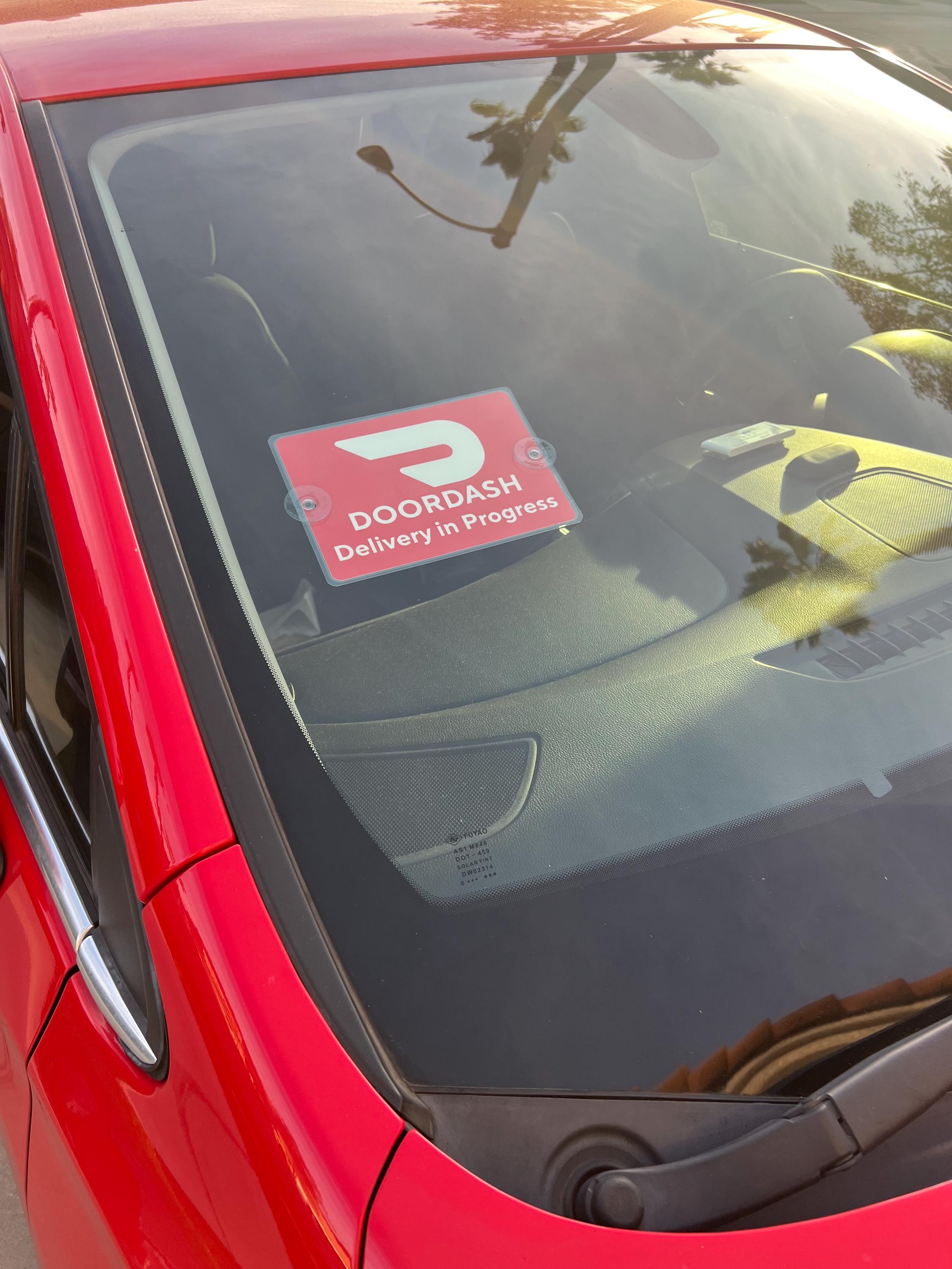DOORDASH Delivery in Progress WINDSHIELD SIGN on Suction Cups~ Food ...