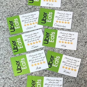 UBER EATS Thank You Business Cards Size Printed ~ No Digital Download ...