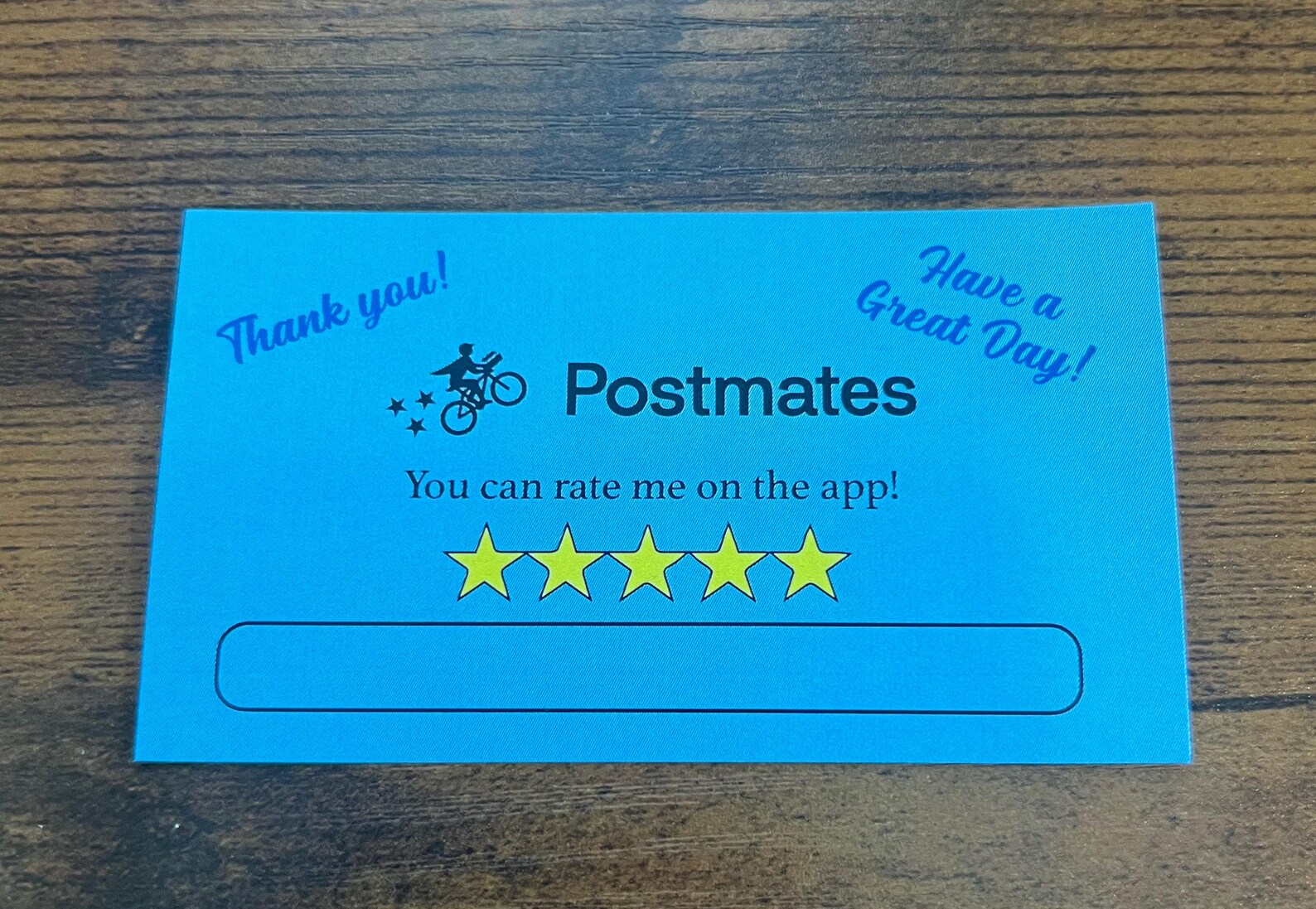 POSTMATES Thank You Business Cards Size Printed ~ No Digital Download ...