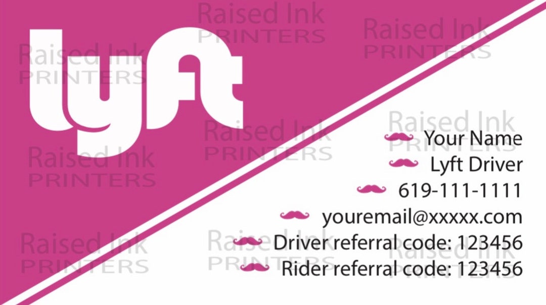 Personalized LYFT Business Cards lyft Code Card lyft - Etsy