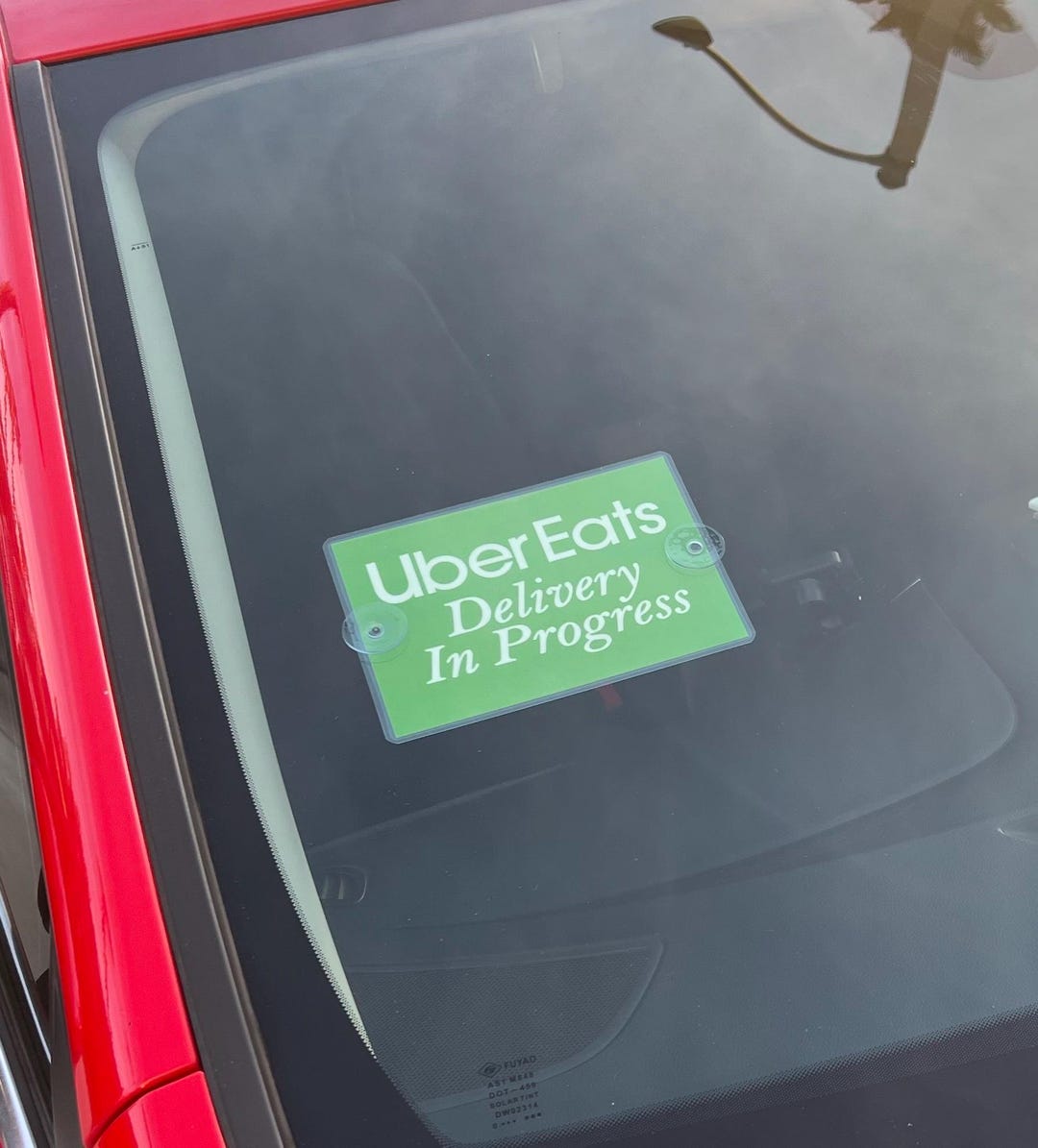 UBER EATS Delivery in Progress Winshield SIGN on Suction Cups ...