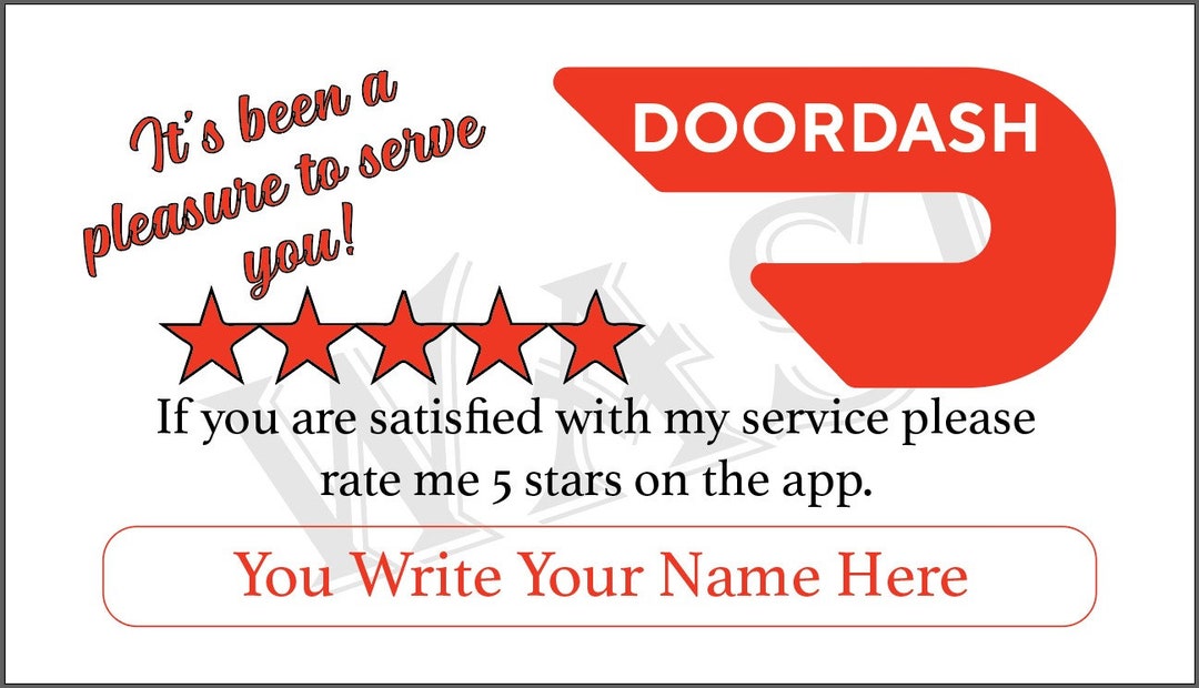 DOORDASH Thank You Business Cards Size Printed ~ No Digital Download ~ Rate Card ~ Insert Card ...