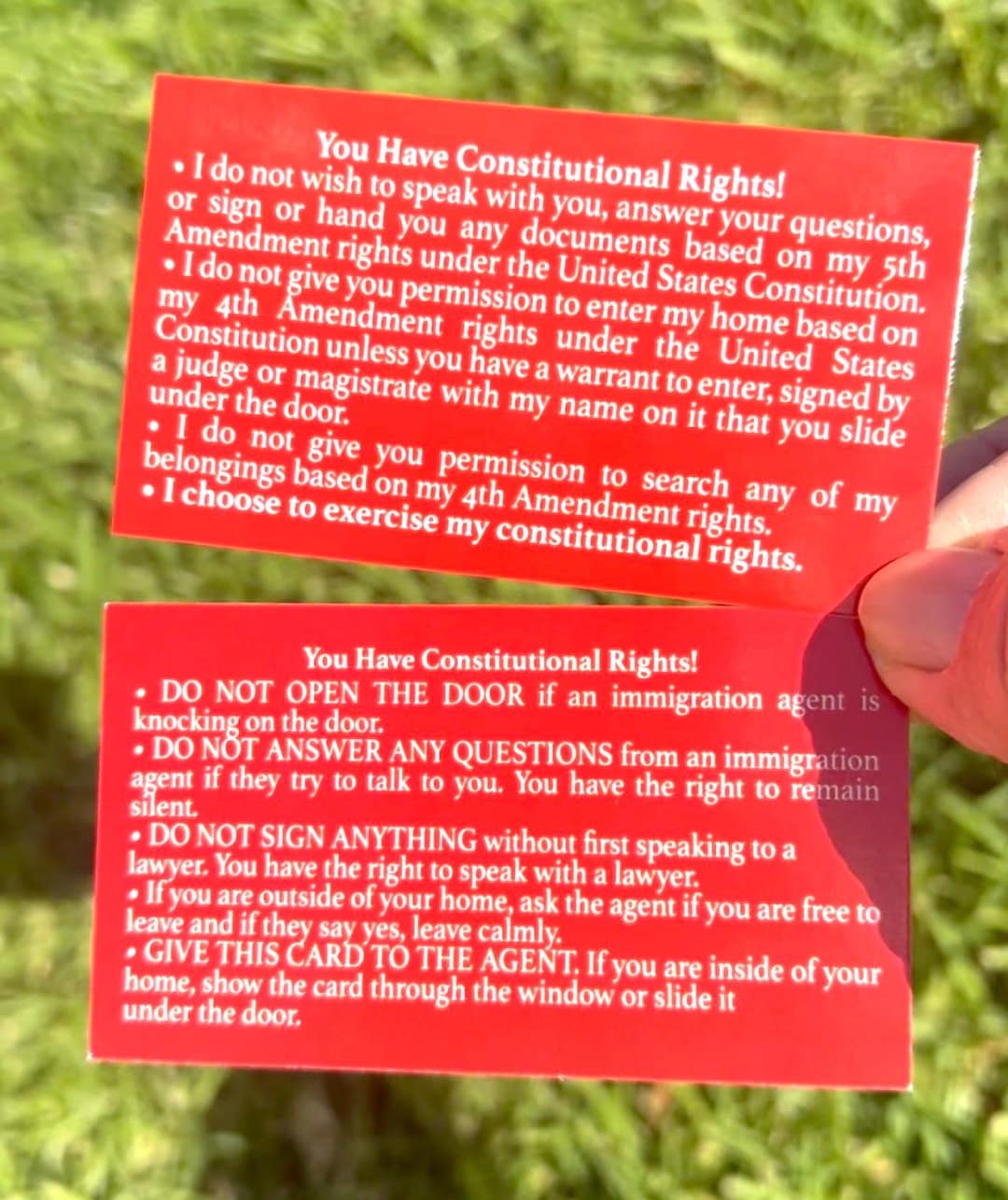 RED CARD ~ 25, 50, 100 Know Your Rights Cards ~ English on Front ...