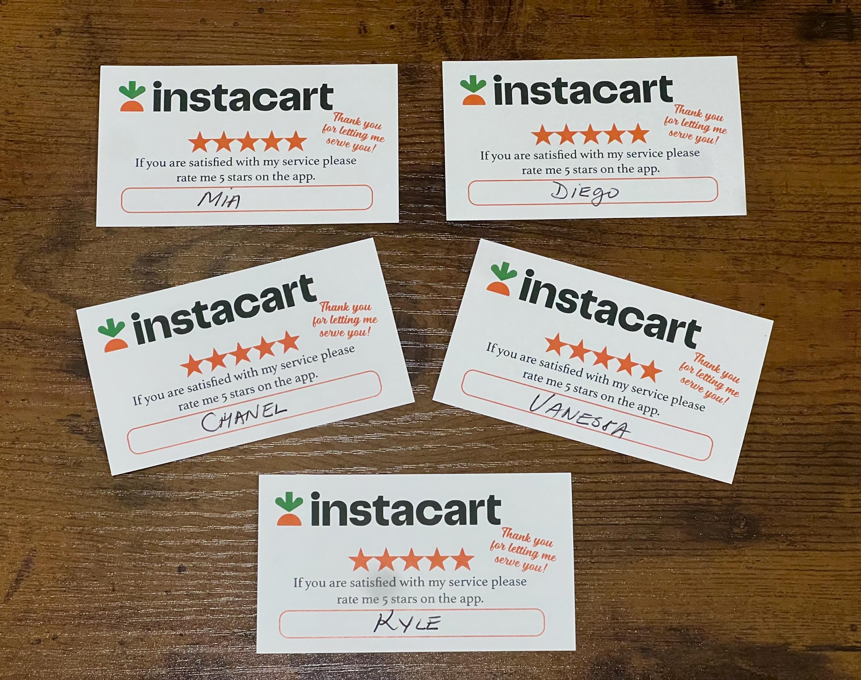 INSTACART Thank You Business Cards Size Printed ~ No Digital Download ...