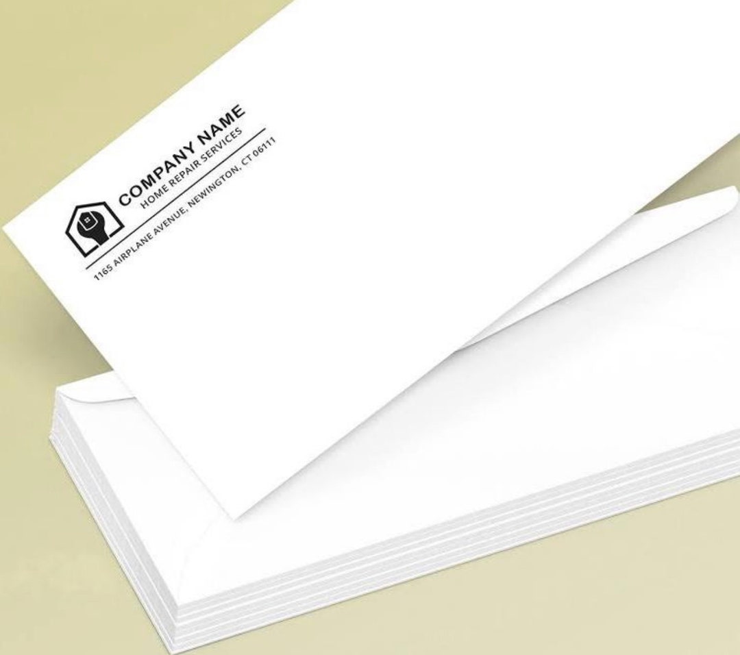 Personalized Business Envelopes ~ #10 White Wove Envelopes ~ Black Ink ...