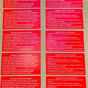 RED CARD ~ 15pcs Know Your Rights Cards ~ Tarjeta Roja ~spanish ...
