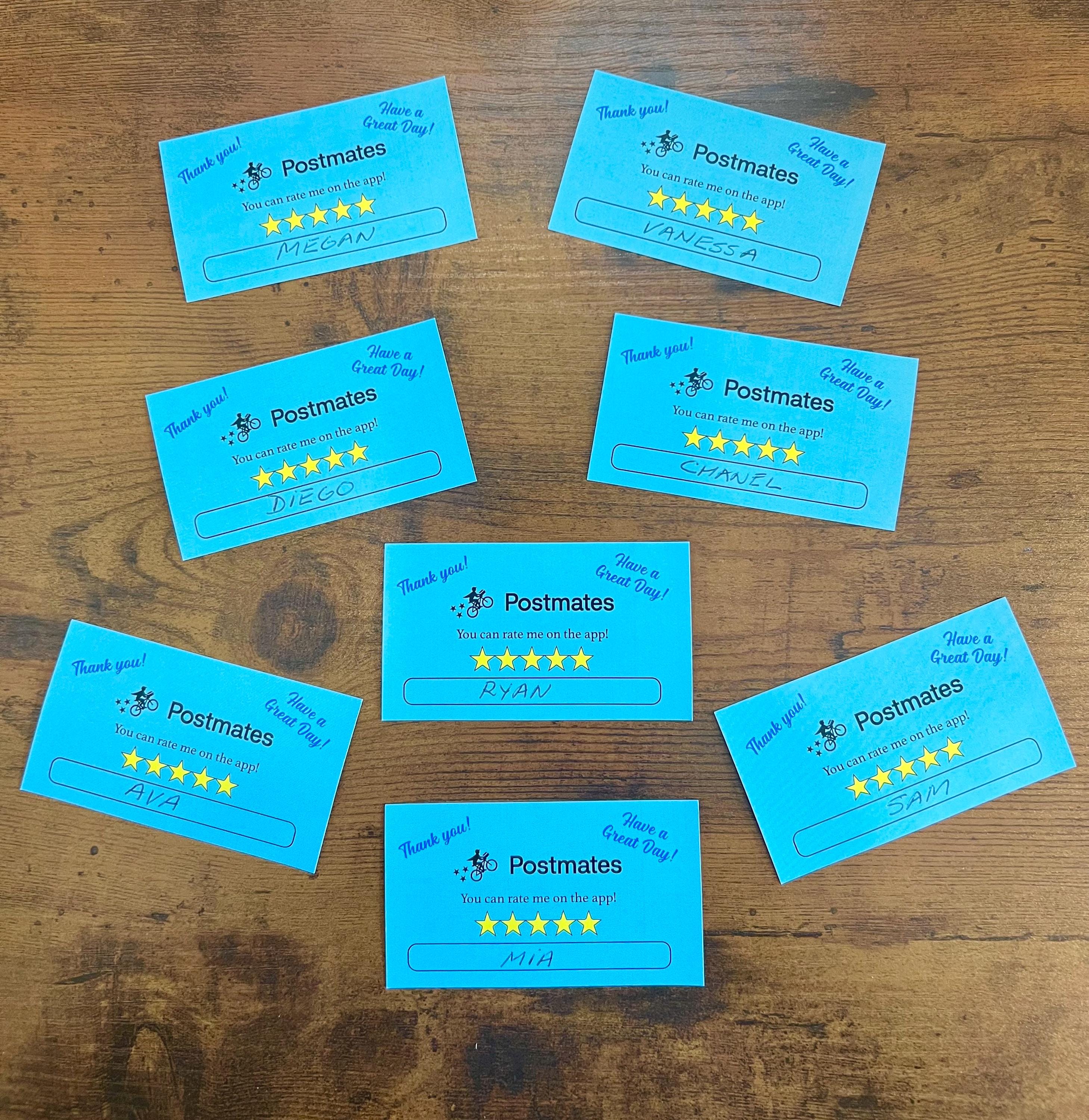 POSTMATES Thank You Business Cards Size Printed ~ No Digital Download ...