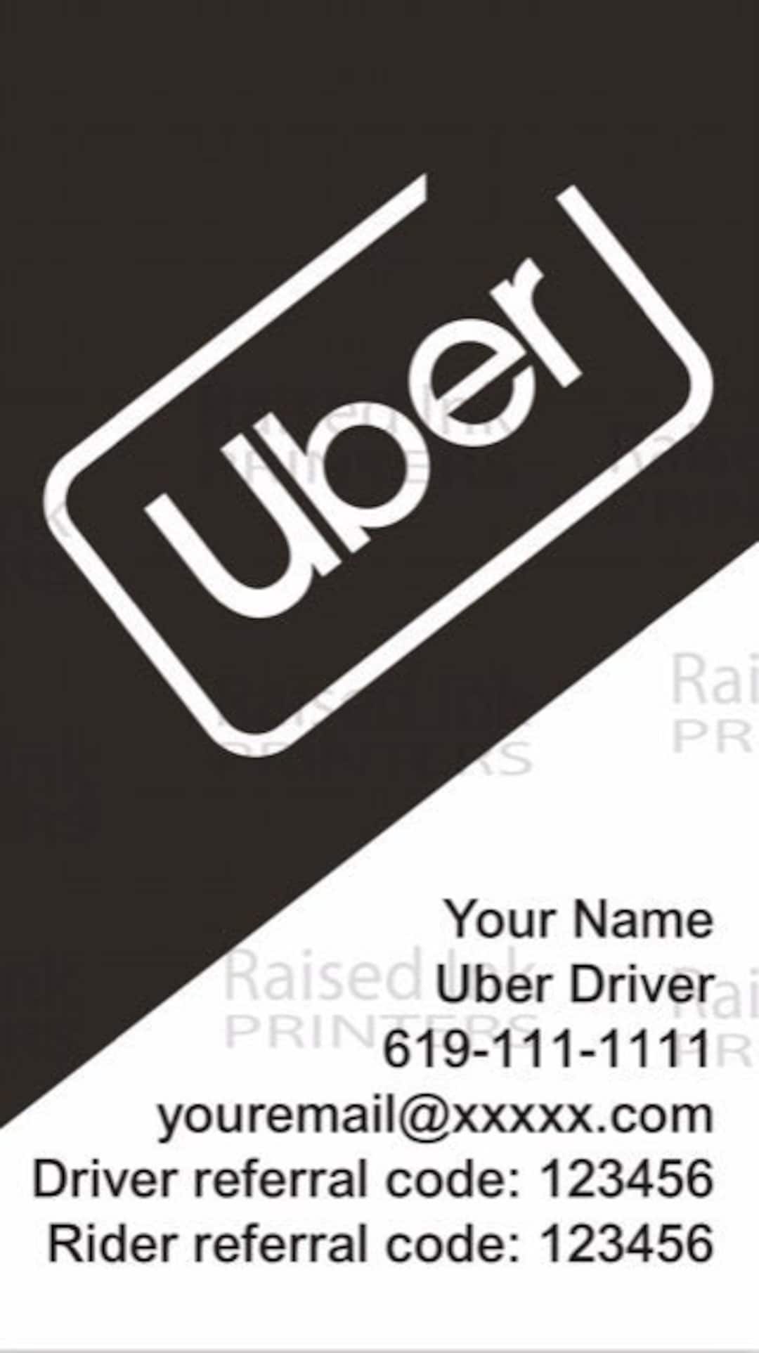 Personalized UBER Business Cards ~uber Code Card ~uber Code Card~ Uber ...