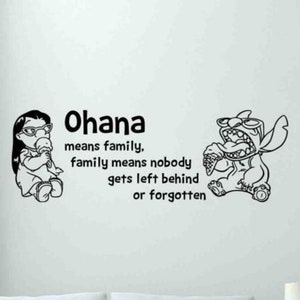 Ohana Means Family Decal Nursery Wall Vinyl Sticker Lilo and Stitch ...