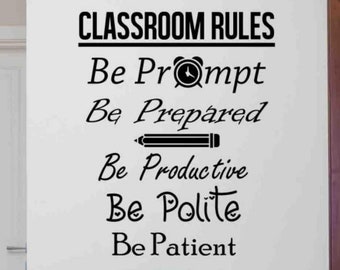 Classroom Rules Wall Decal Classroom Sign Vinyl Sticker Education Quote ...
