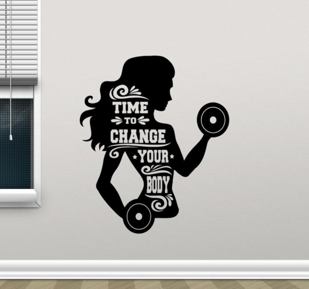 Gym Wall Decal Vinyl Sticker Time to Change Your Body Girl With ...