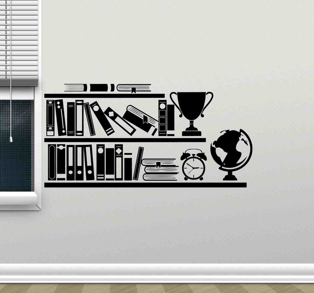 Books Shelves Wall Decal Reading Vinyl Sticker Library Decor Classroom ...