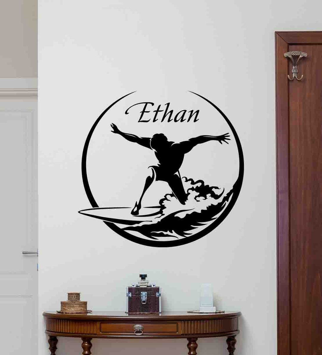 Personalized Surfer Wall Decal Custom Name Removable Vinyl Stickers Sea ...