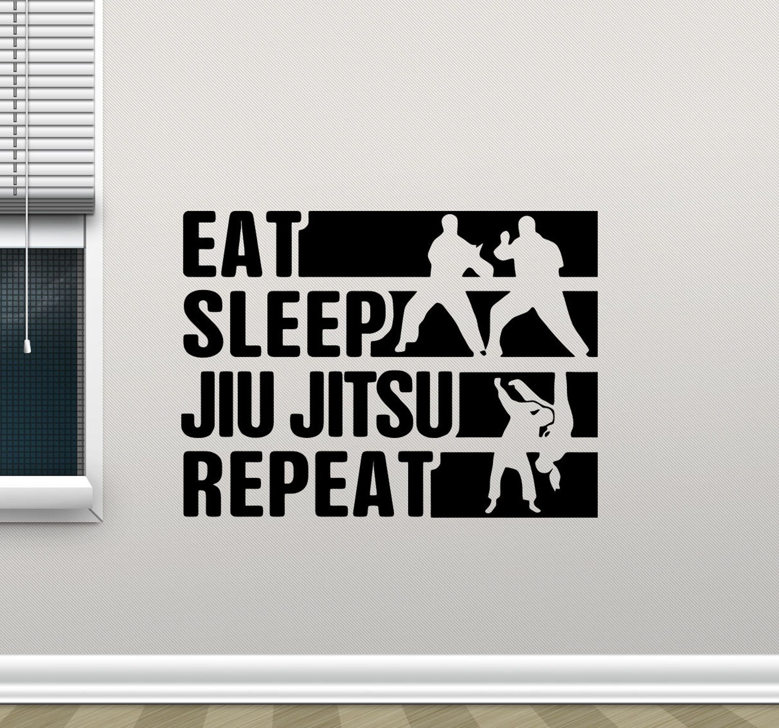 Jiu Jitsu Wall Decal Vinyl Sticker Eat Sleep Jiu Jitsu Repeat Sign Jiu ...