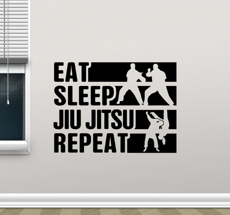 Jiu Jitsu Wall Decal Vinyl Sticker Eat Sleep Jiu Jitsu Repeat Sign Jiu ...