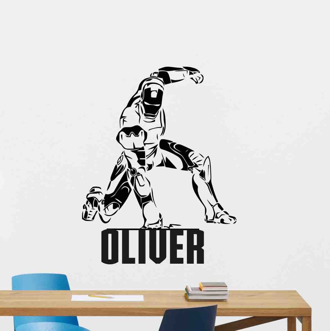 Personalized Iron Man Wall Decal Custom Name Sign Vinyl Sticker ...