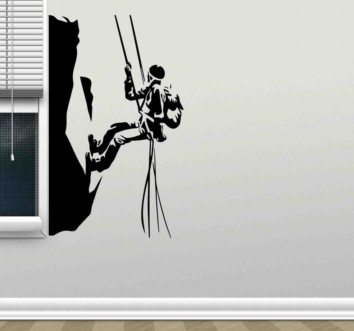 Climbing Wall Decal Climber Vinyl Sticker Mountains Wall Sign - Etsy