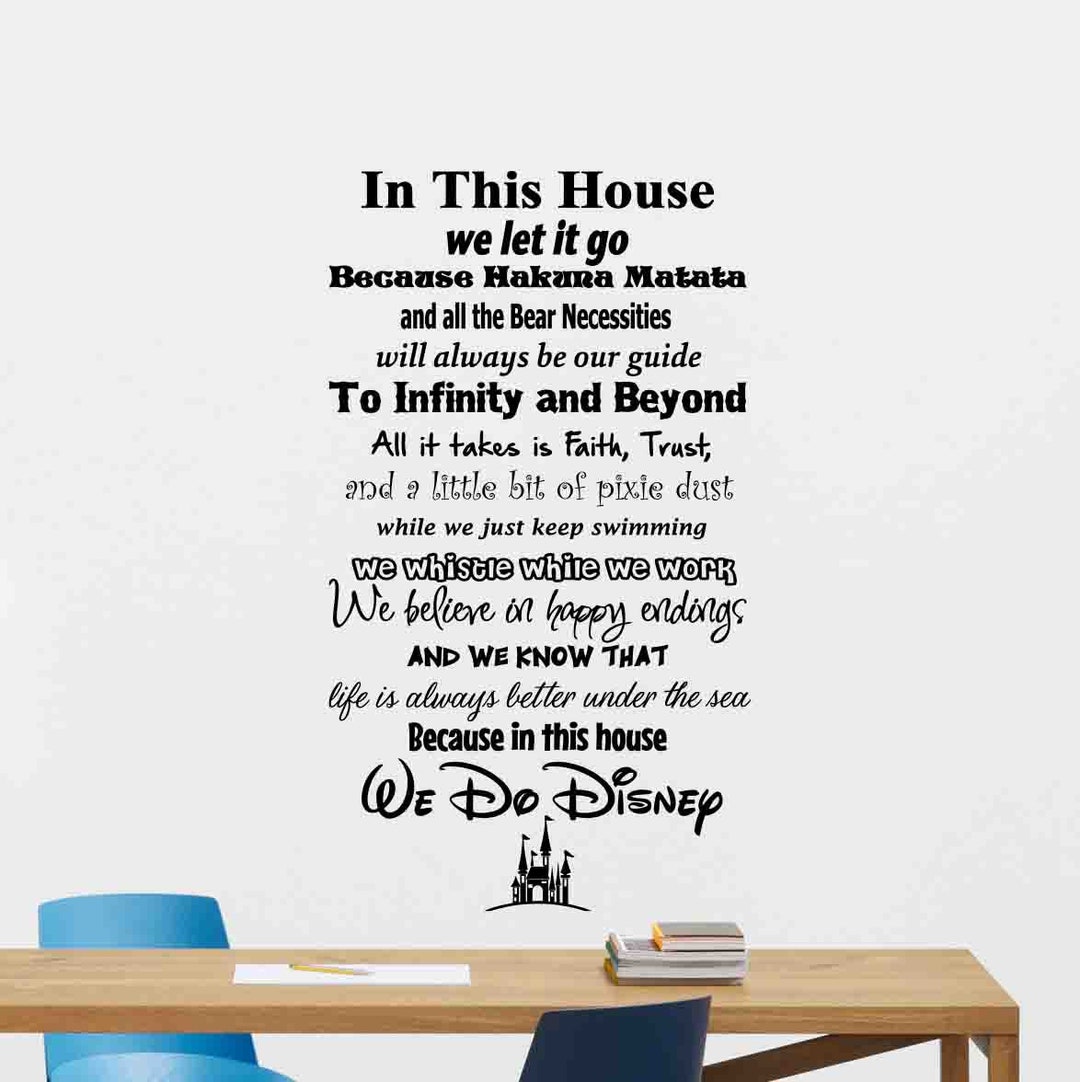 In This House We Do Disney Vinyl Decal Quote Lettering Wall Sticker ...