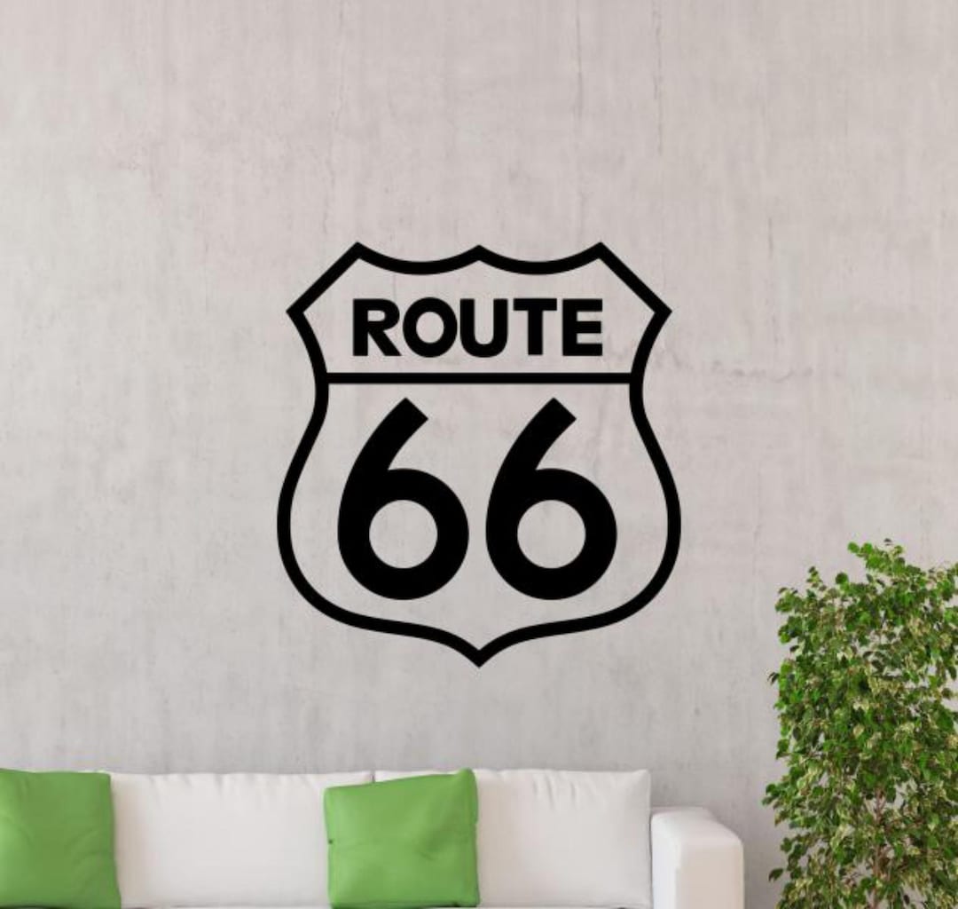 Route 66 Wall Decal Vinyl Sticker Garage Sign Gift Man Cave Wall Decor ...