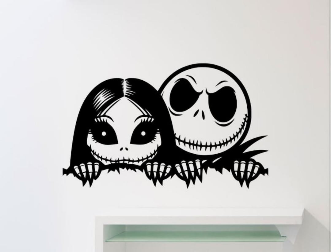 Jack and Sally Wall Decal Vinyl Sticker Peeking Sign Gift Nightmare ...