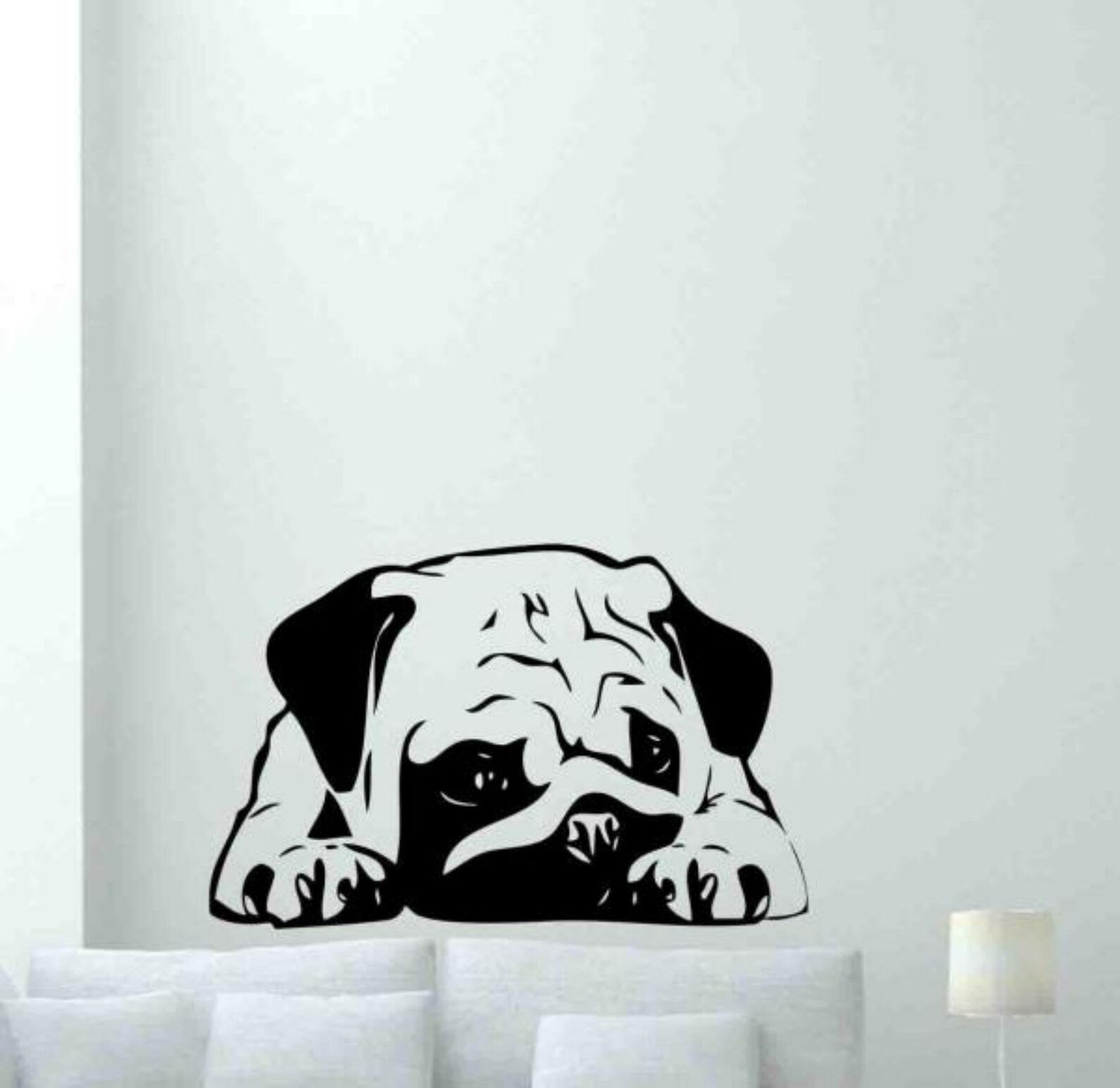 Pug Vinyl Decal Nursery Wall Sticker Pug Puppy Dog Wall Sign Pug Poster ...