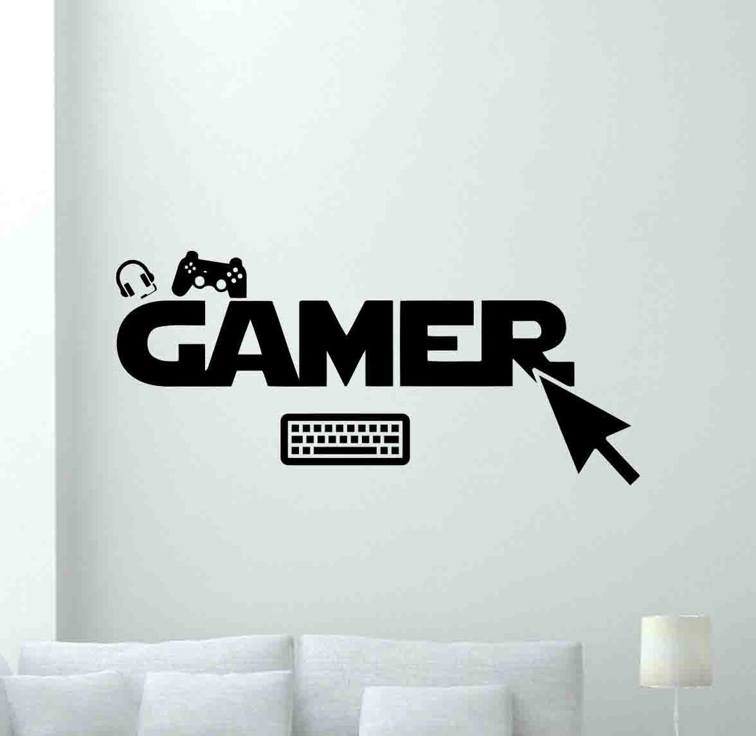 Gamer Vinyl Wall Decal PC Gaming Keyboard Controller Decal - Etsy