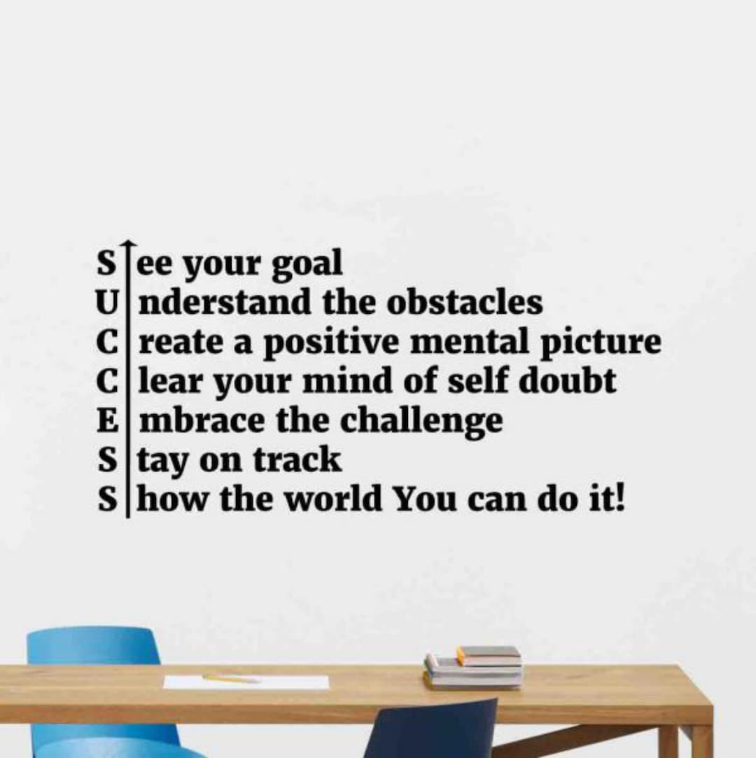 Success Wall Decal Office Vinyl Sticker Office Quote Success Sign Goals ...