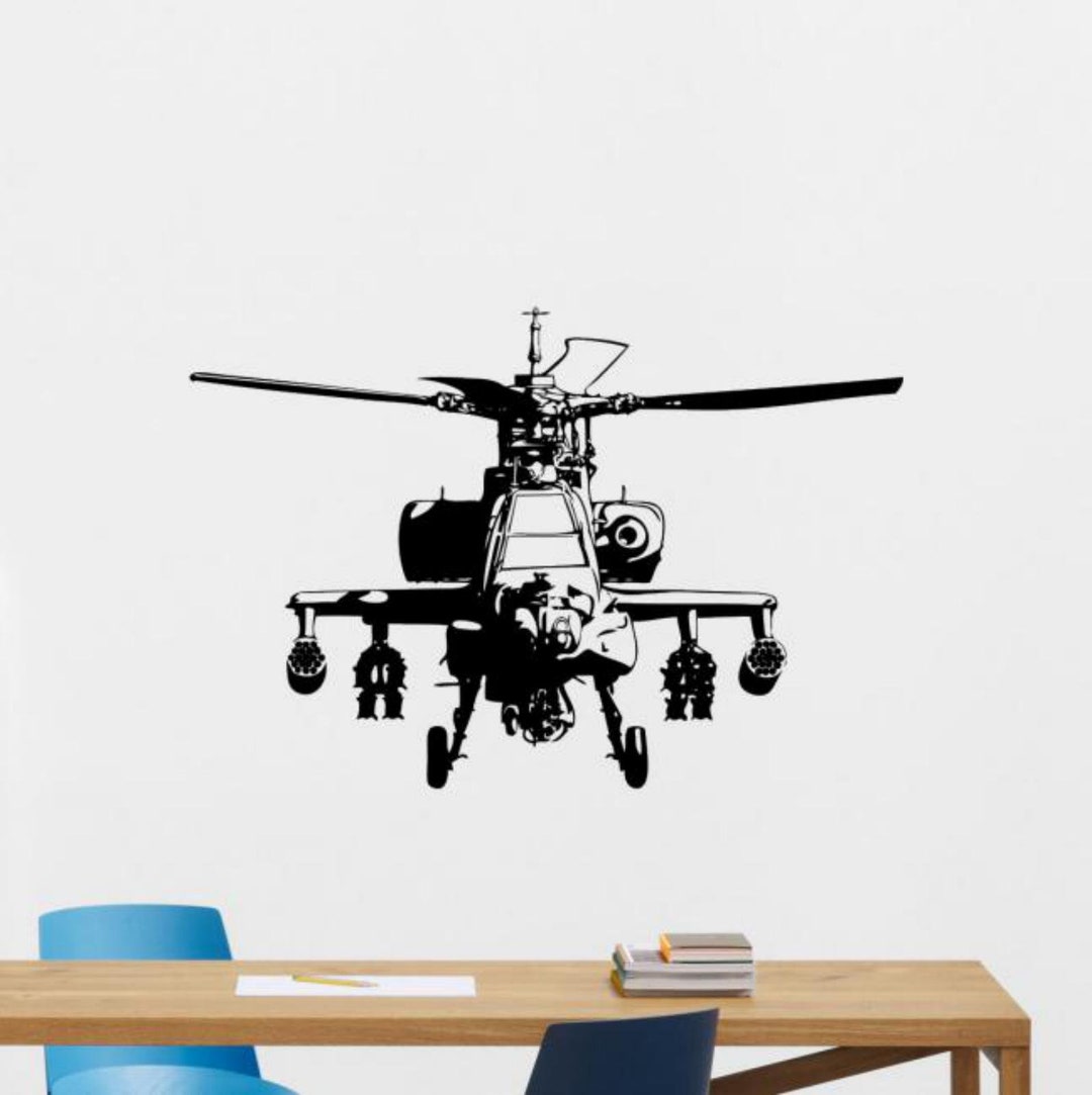 Helicopter Wall Decal Vinyl Sticker Military Wall Decor Sign Aircraft ...