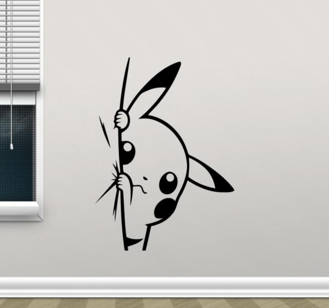 Pika Wall Decal Vinyl Sticker Peeking Decal Gift Stencil Sign Kids Room ...