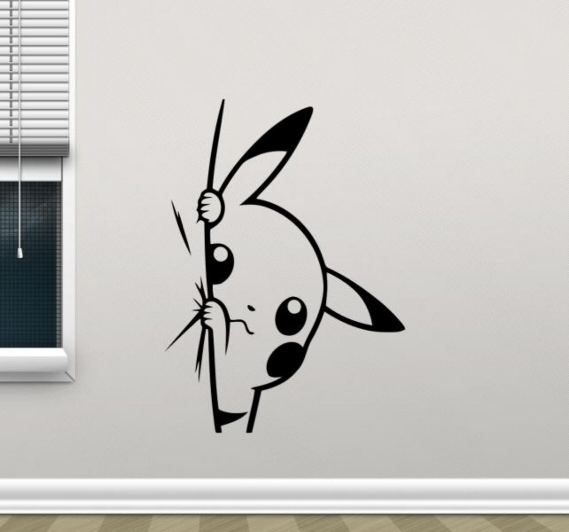 Pika Wall Decal Vinyl Sticker Peeking Decal Gift Stencil Sign Kids Room ...