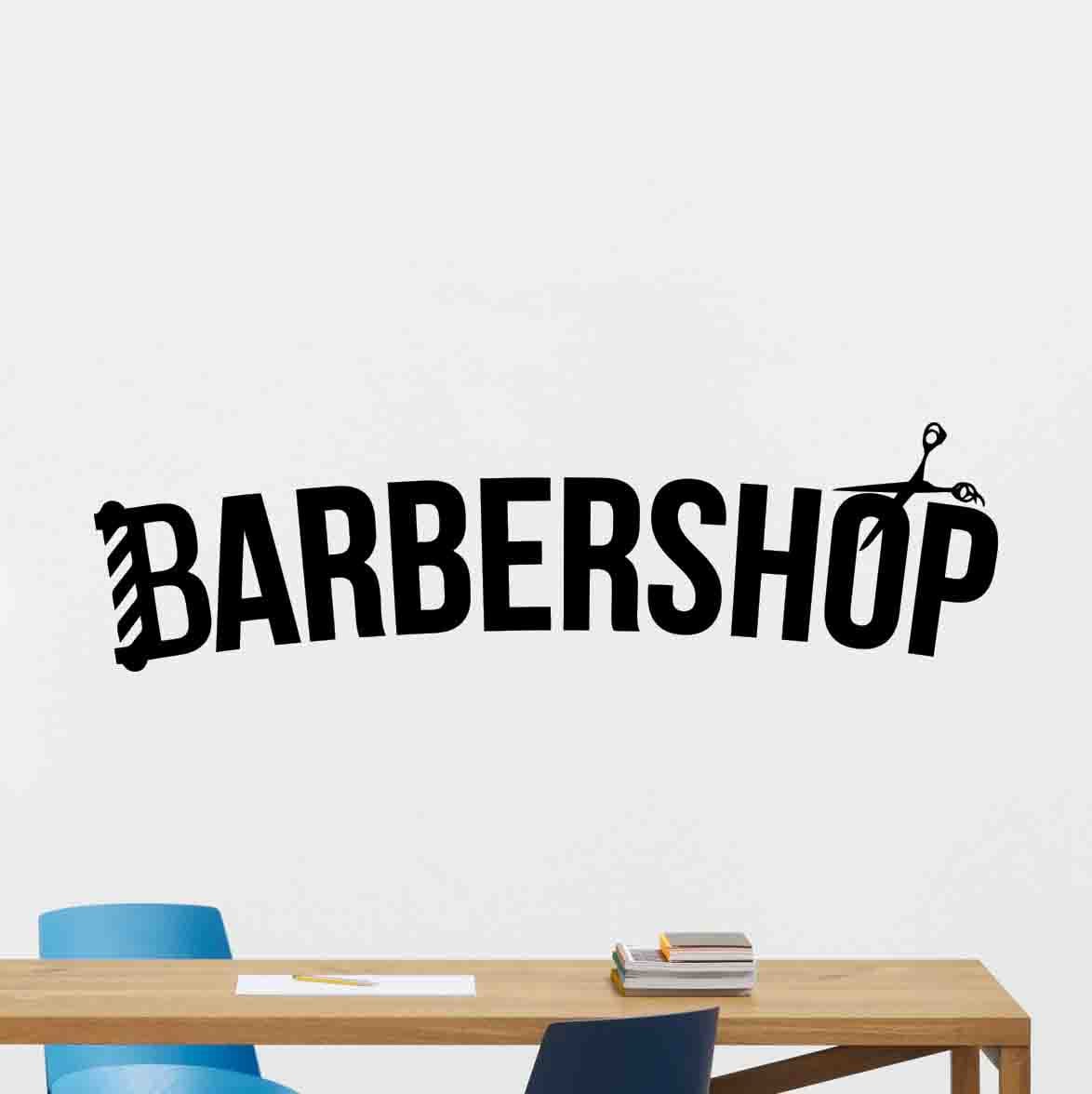 Barbershop Vinyl Sticker Barber Sign Hair Salon Logo Window | Etsy