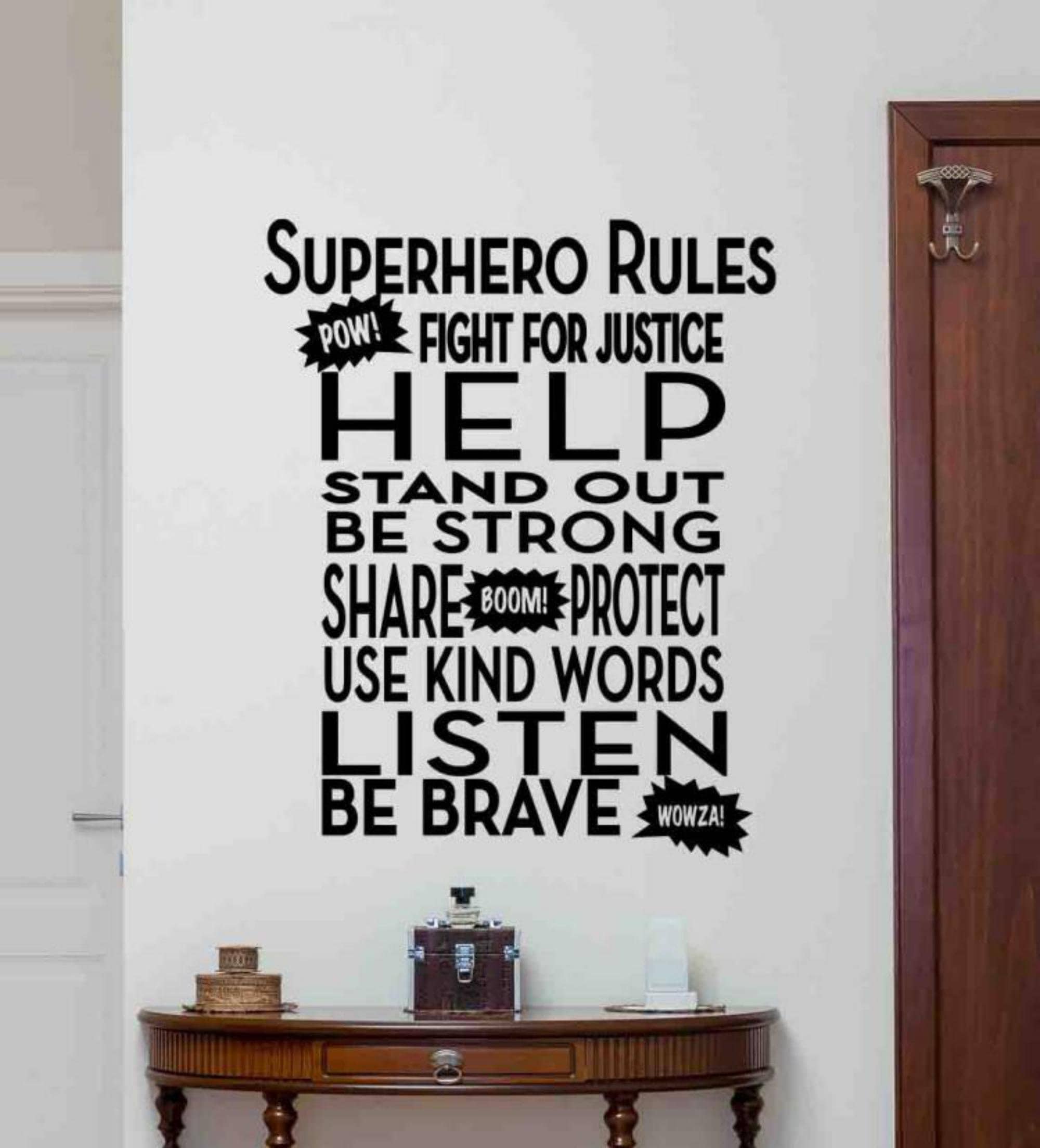 Superhero Rules Wall Decal Kids Poster Super Hero Vinyl | Etsy