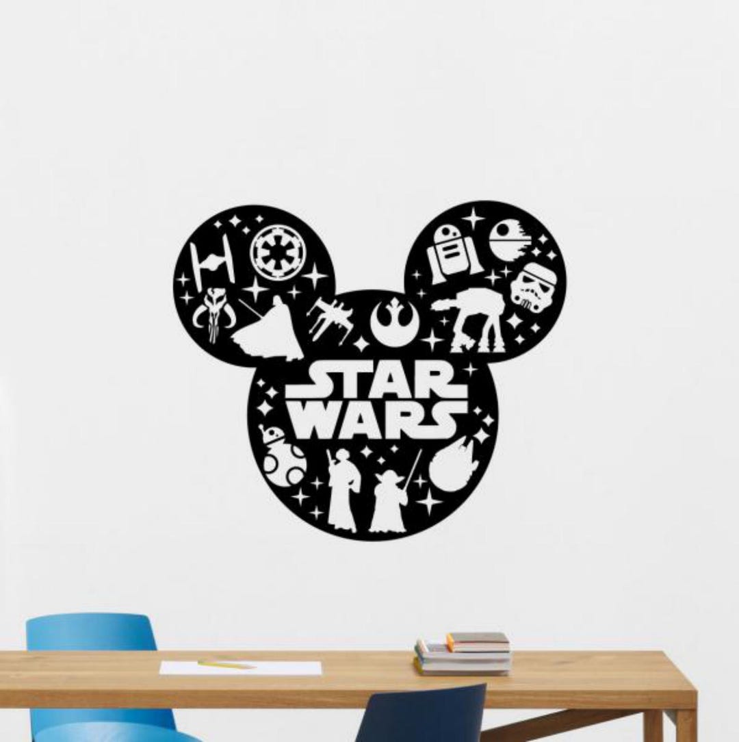 Star Wars Mickey Wall Decal Vinyl Sticker Mickey Head Ears Gift Sign ...