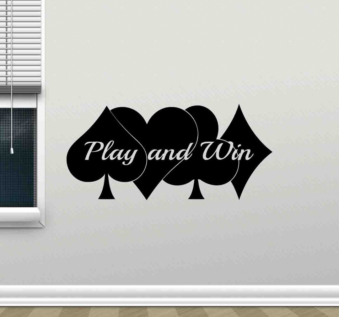 Play and Win Poker Wall Decal Poker Sign Removable Vinyl Stickers ...