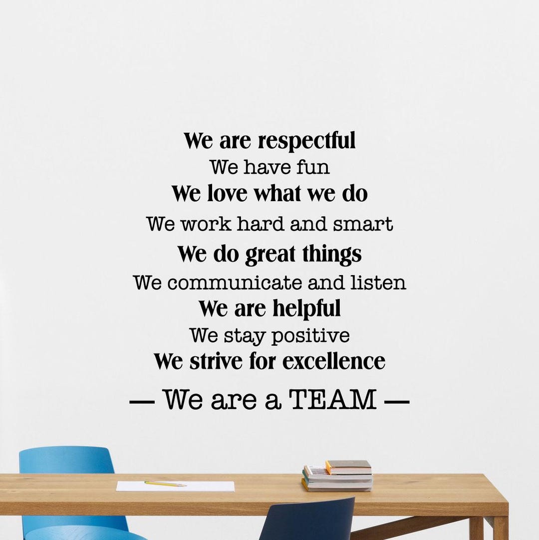 We Are a Team Wall Decal Teamwork Office Vinyl Sticker Office Rules ...