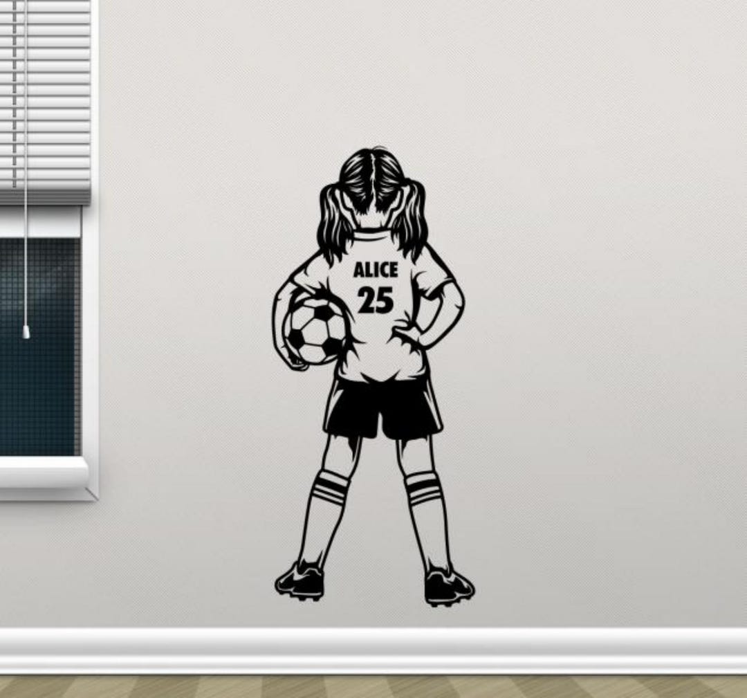 Personalized Soccer Girl Wall Decal Vinyl Sticker Girl Custom Name ...