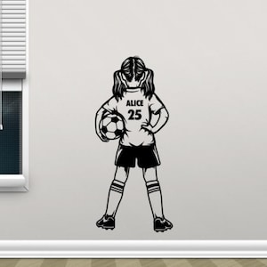 Personalized Soccer Girl Wall Decal Vinyl Sticker Girl Custom Name ...
