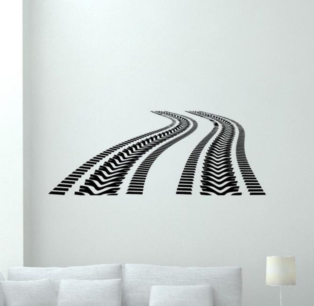 Tire Tracks Wall Decal Vinyl Sticker Stencil Road Highway Sign Racer ...