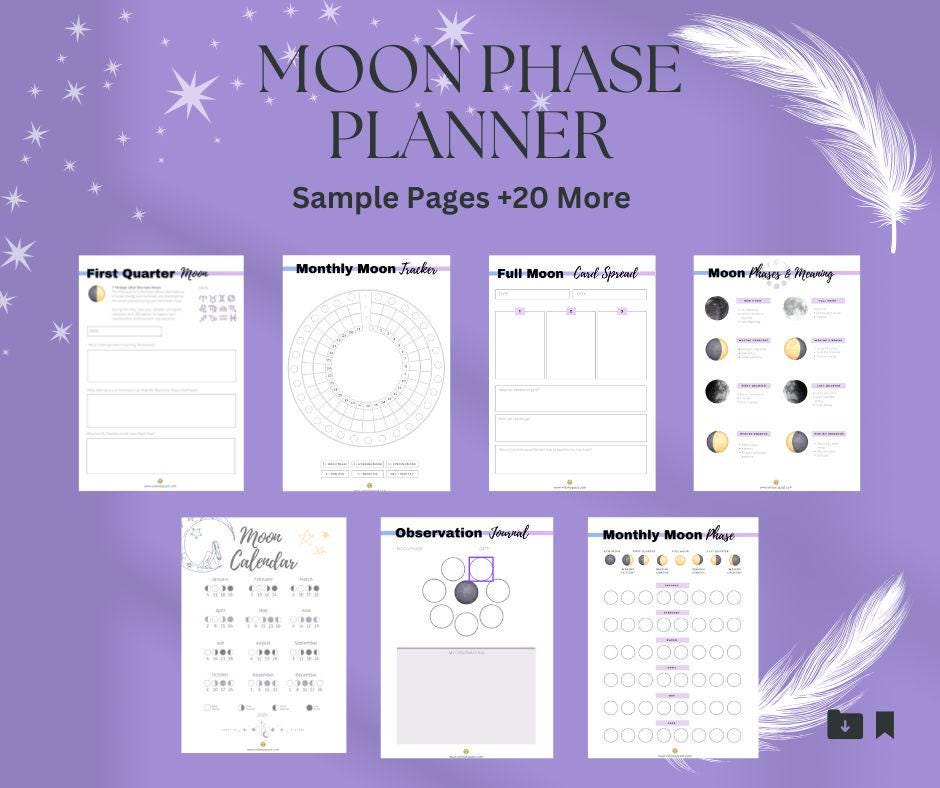 Monthly Moon Planner | Moon Phase Journal | Witchy Journal | Moon ...